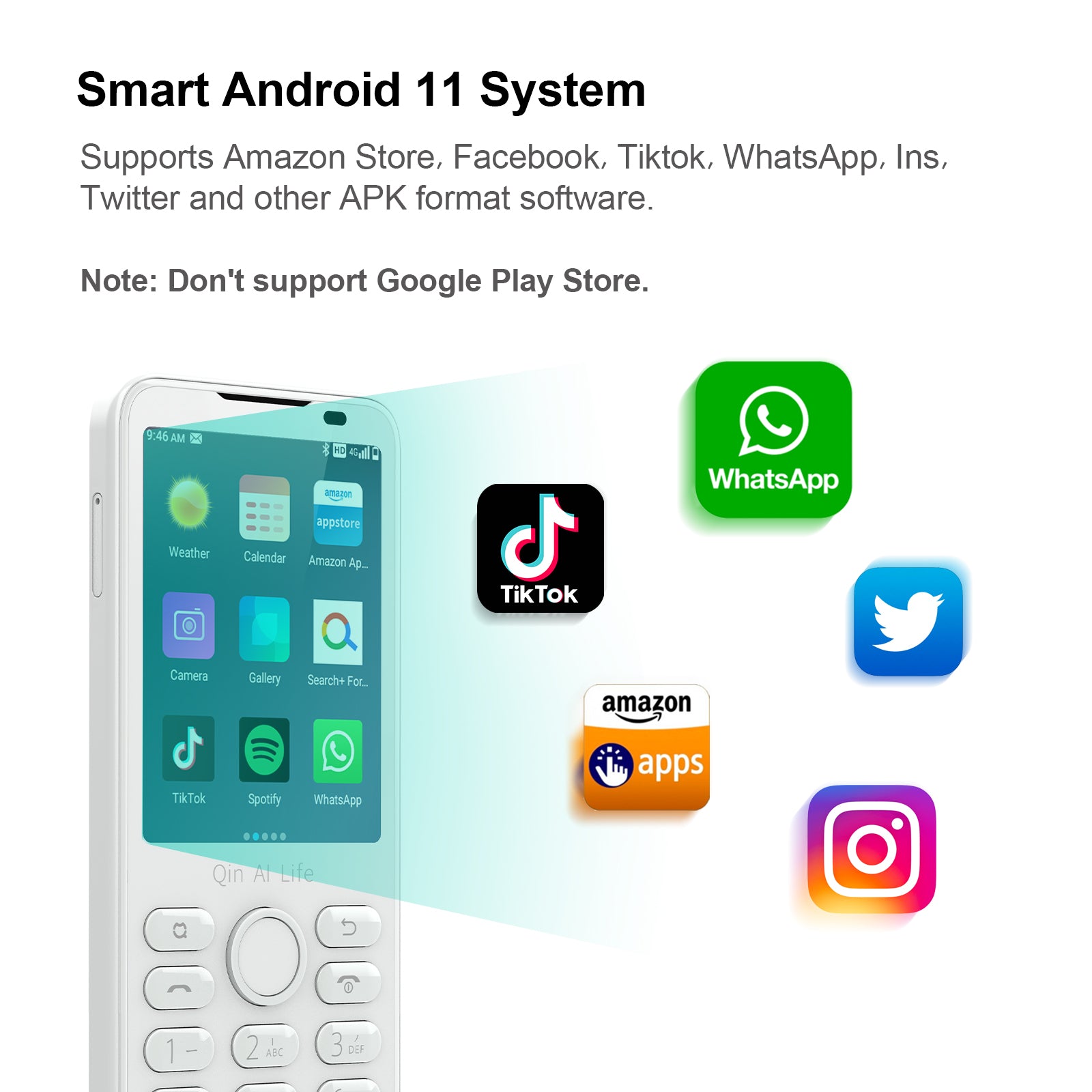 Qin F21 Pro Smart Keypad Phone, Compact 2.8-Inch Touchscreen, Android ...